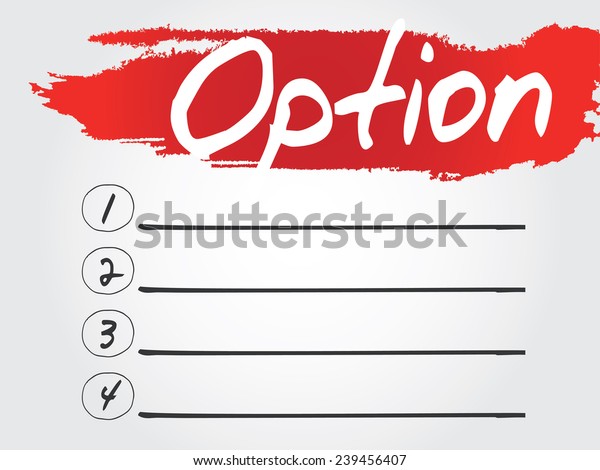 Hand Writing Option Blank List Vector Stock Vector (Royalty Free ...