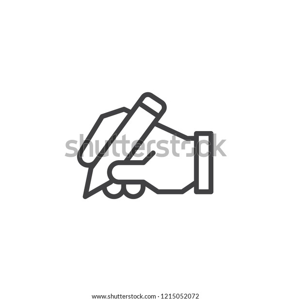 Hand Writing Outline Icon Linear Style Stock Vector (Royalty Free ...