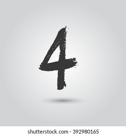 Hand Written Brush Line Number Four Stock Vector (Royalty Free ...