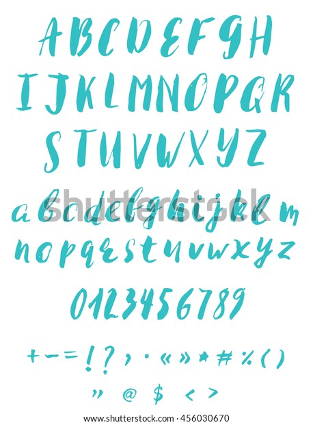 Hand Written Calligraphy Alphabet Blue Colors Stock Vector (Royalty ...