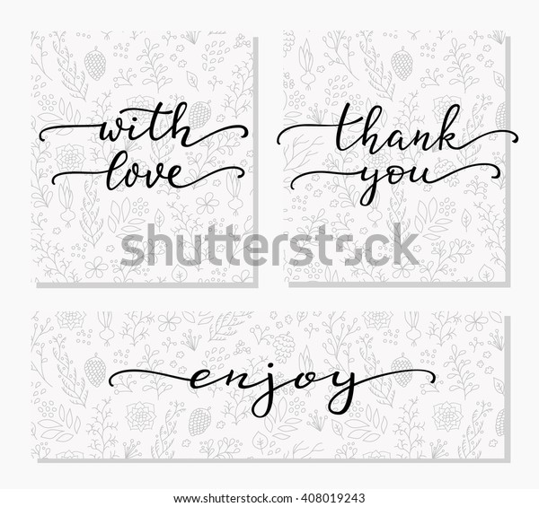 Hand Written Calligraphy Style Messages Set Stock Vector (Royalty Free ...