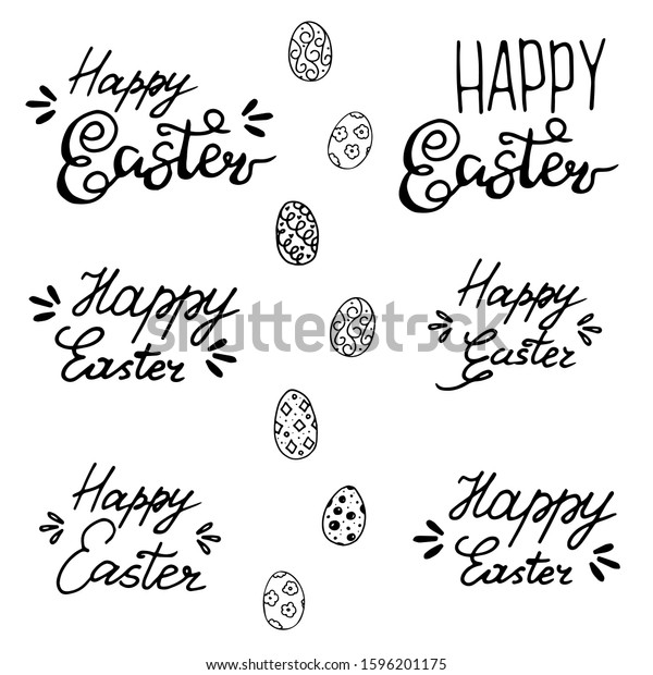 Hand Written Happy Easter Greeting Card Stock Vector (Royalty Free ...