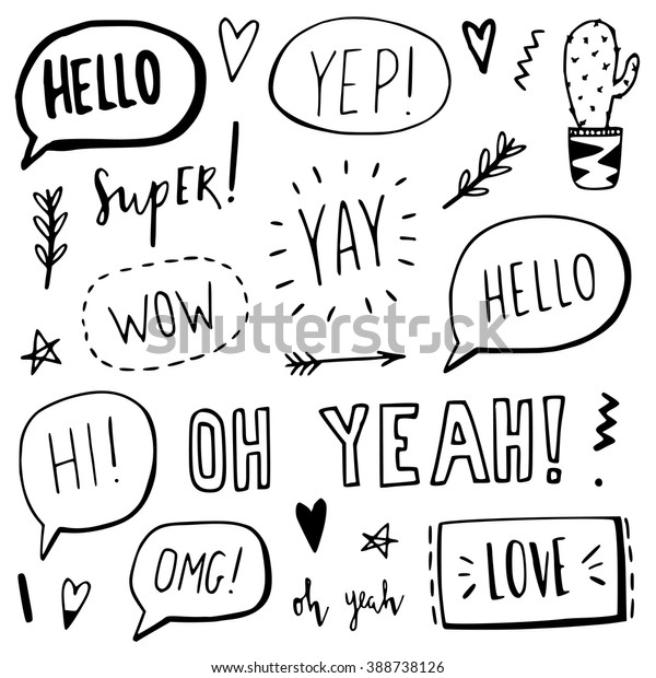 Hand Written Hello Love Wow Hi Stock Vector (Royalty Free) 388738126 ...