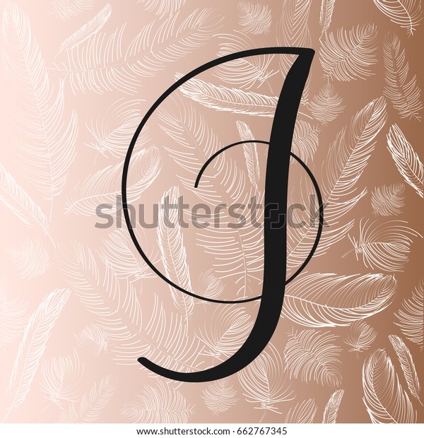 Hand Written Letter J Feather Typography Stock Vector (Royalty Free ...