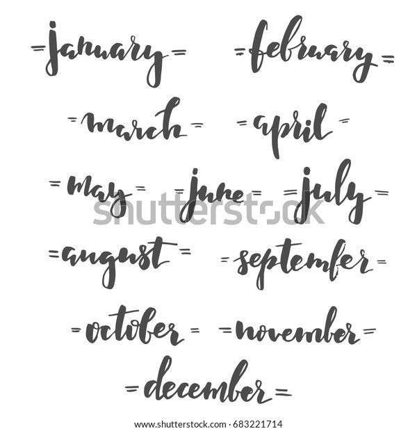 Hand Written Months Lettering Your Calendar 库存矢量图（免版税）683221714 ...