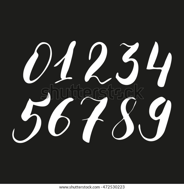 Hand Written Numbers 09 On Black Stock Vector (Royalty Free) 472530223