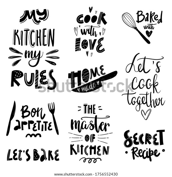 Hand Written Vector Cooking Lettering Set Stock Vector (Royalty Free ...