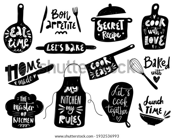 Hand Written Vector Cooking Lettering Set Stock Vector (Royalty Free ...