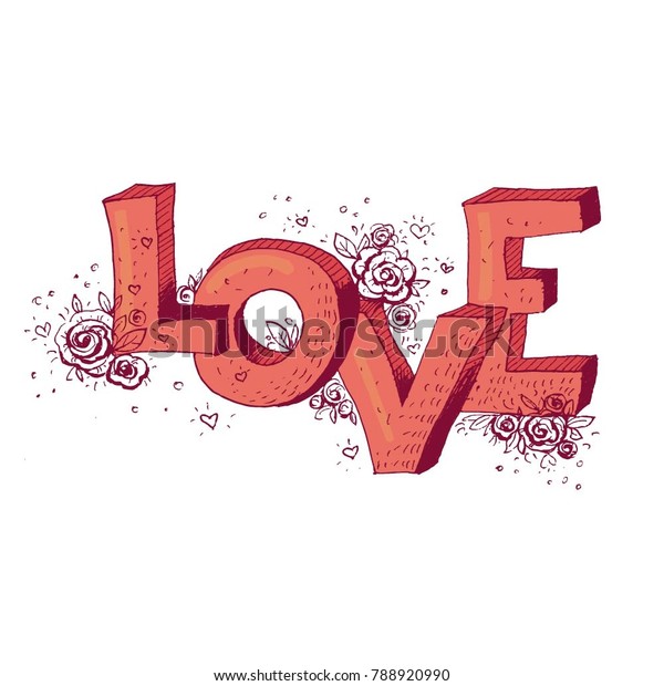 Hand Written Word Love Vector Illustration Stock Vector (Royalty Free ...