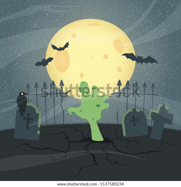Hand Zombie Corpse Raised Grave Gravestone Stock Vector (Royalty Free ...
