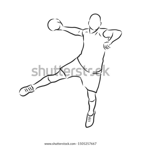 Handball Player Sketch Contour Vector Illustration Stock Vector ...