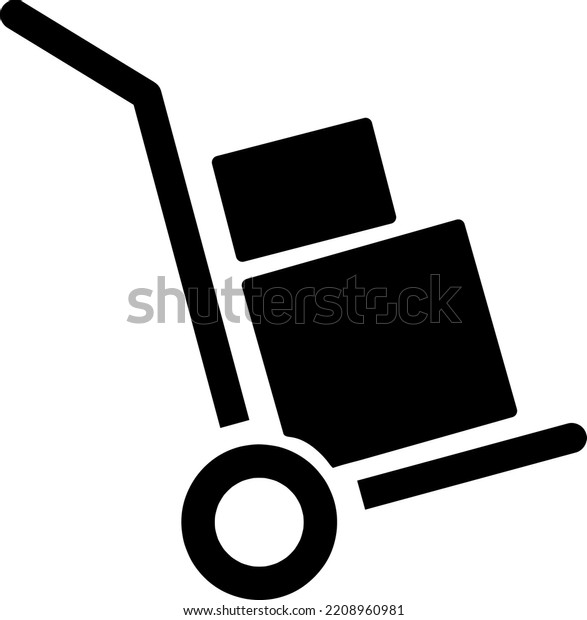 Handcart Icon Handcart Box Vector Wheelbarrow Stock Vector (Royalty ...