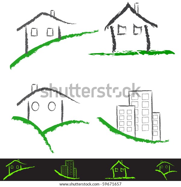 Handdraw Architecture Home Icon Set Vector Stock Vector (Royalty Free ...