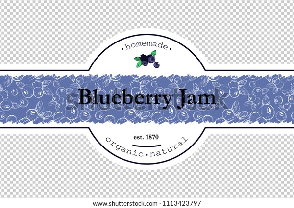 Handdrawing Blueberry Jam Packing Label Design Stock Vector (Royalty ...