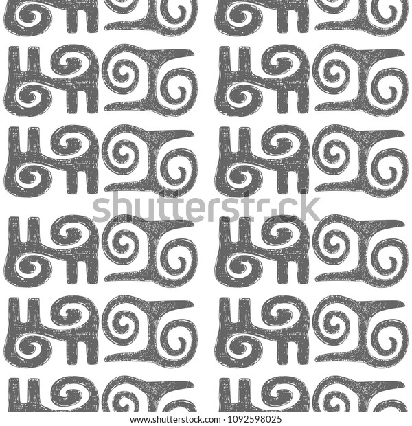 Handdrawn African Traditional Patterns Symbols Seamless Stock Vector ...