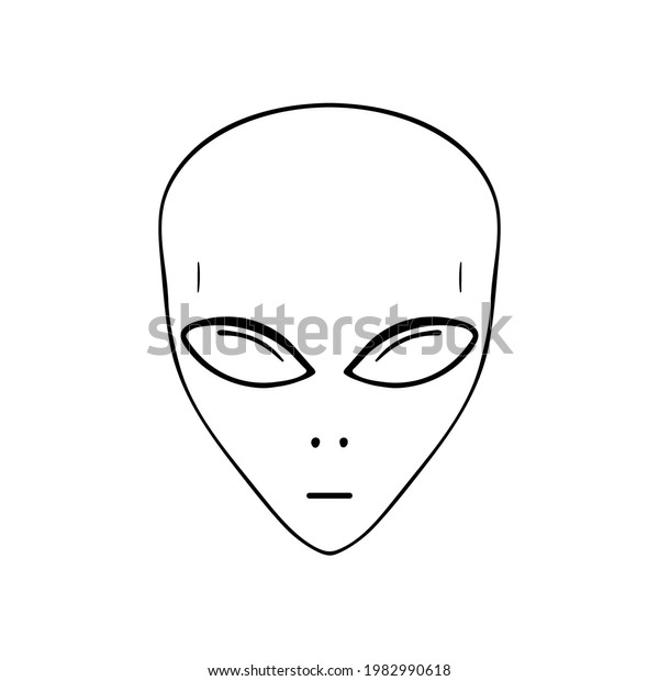 Handdrawn Alien Face Icon Picture Flying Stock Vector (Royalty Free ...