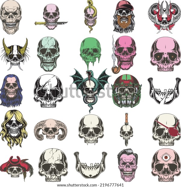 Handdrawn Anatomical Skulls Vector Set Stock Vector (Royalty Free ...