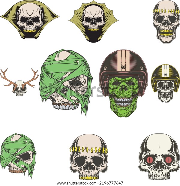 Handdrawn Anatomical Skulls Vector Set Stock Vector (Royalty Free ...