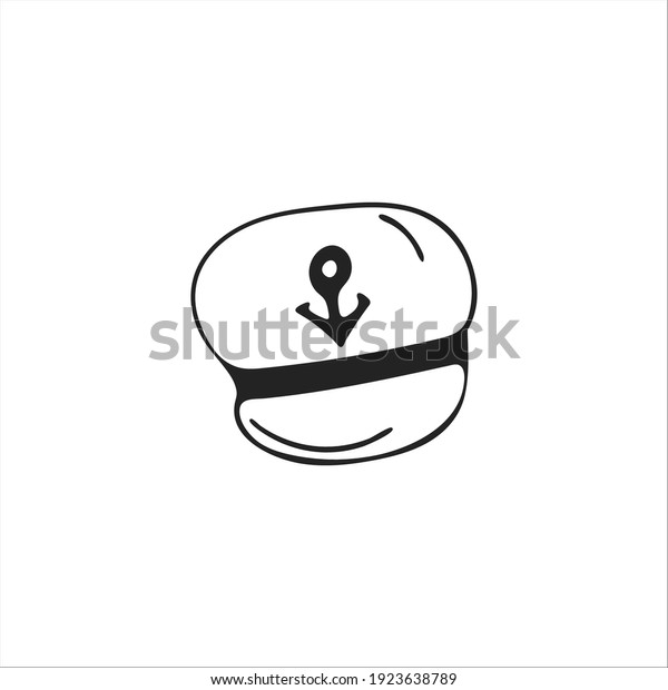 Handdrawn Captains Hat Single Graphic Doodle Stock Vector (Royalty Free ...