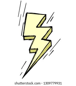Handdrawn Cartoon Lightning Stock Vector (Royalty Free) 1309779931 ...