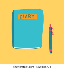Handdrawn Cartoon Vector Illustration Diary Pen Stock Vector (Royalty ...