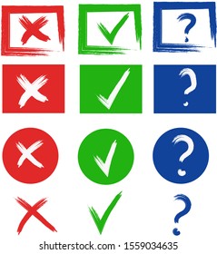 Vektor Stok Handdrawn Checklist Question Marks Icon Collection (Tanpa ...