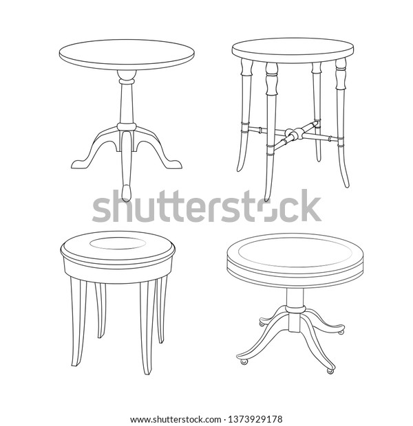 Handdrawn Collection Various Round Coffee Tables Stock Vector (Royalty ...