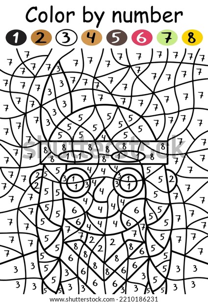 Handdrawn Color By Number Native American Stock Vector (Royalty Free ...