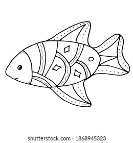 Handdrawn Contour Vector Fish Sea Sketch Stock Vector (Royalty Free ...