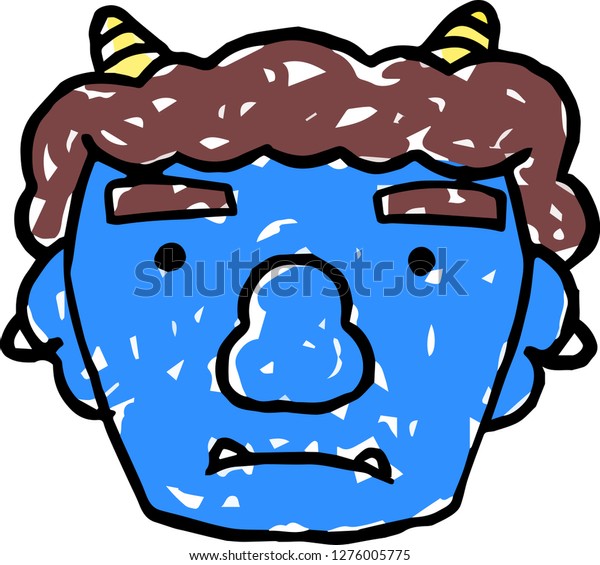 Handdrawn Cute Blue Demons Face Stock Vector (Royalty Free) 1276005775 ...