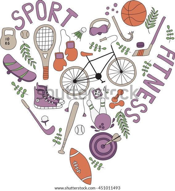 Handdrawn Doodle Set Hobbies Sport Things Stock Vector (Royalty Free ...
