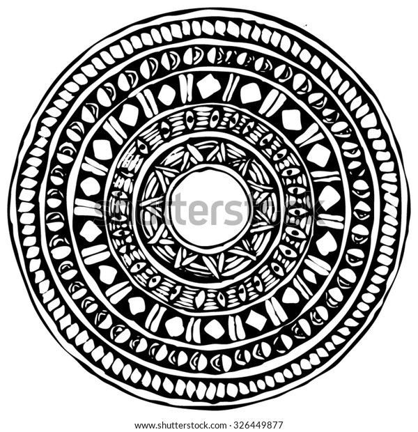 Handdrawn Doodle Sketch Round Black White Stock Vector (Royalty Free ...