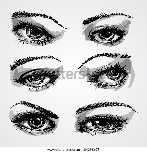 Handdrawn Eyes Collection Stock Vector (Royalty Free) 184298675 ...