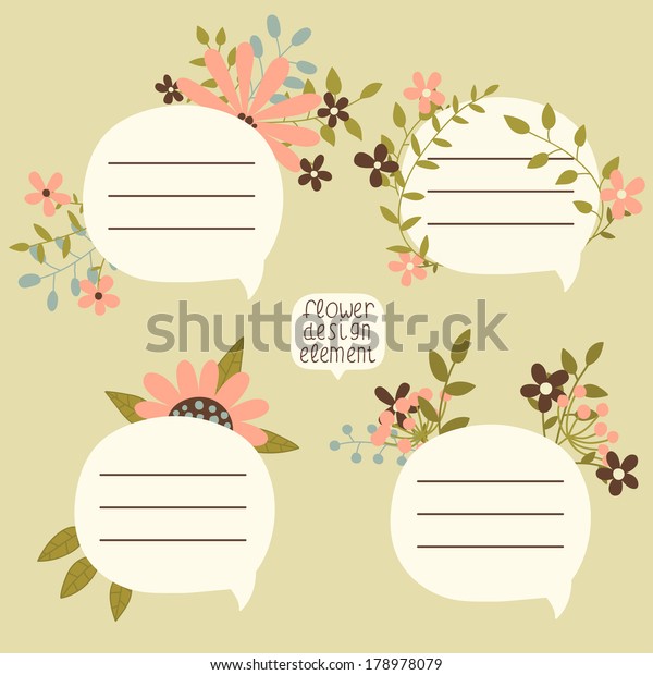 Handdrawn Floral Speech Bubbles Illustration Stock Vector (Royalty Free ...