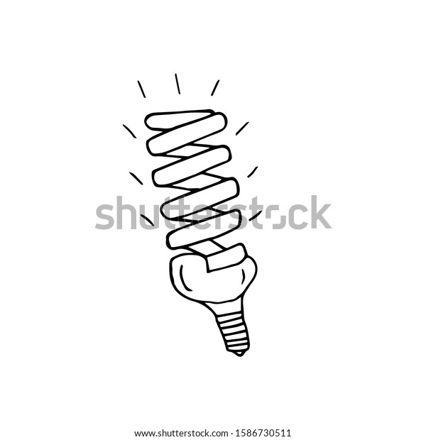 Handdrawn Fluorescent Lamp Doodle Vector Illustration Stock Vector ...