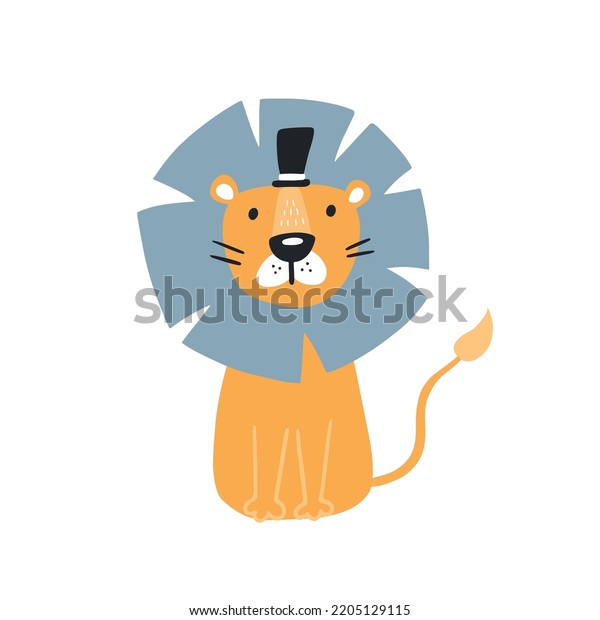 Handdrawn Illustration Cute Funny Lion Face Stock Vector (Royalty Free ...