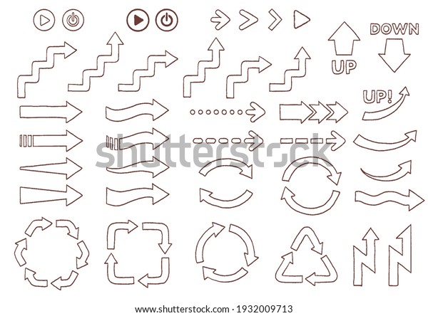 Handdrawn Illustrations Set Arrows Recycling Symbols Stock Vector ...