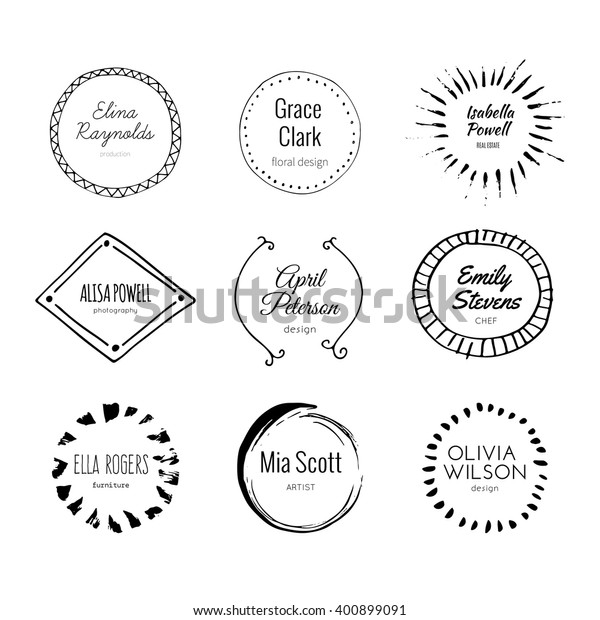 Handdrawn Logo Template Collection Abstract Hand Stock Vector (Royalty ...
