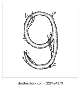 Handdrawn Numbers Form Tree Branches Vector Stock Vector (Royalty Free ...