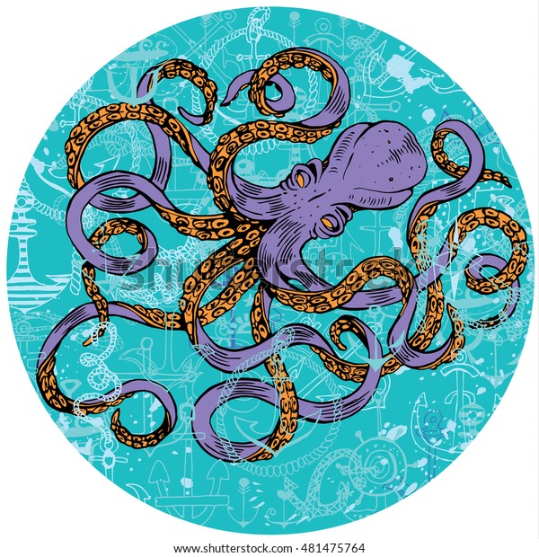 Handdrawn Octopus Anchors Stock Vector (Royalty Free) 481475764 ...