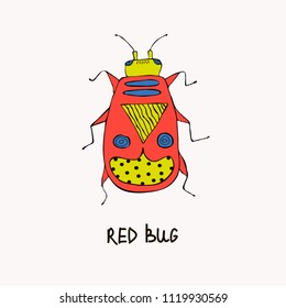 Handdrawn Red Bug Isolated Illustration Vector Stock Vector (Royalty ...