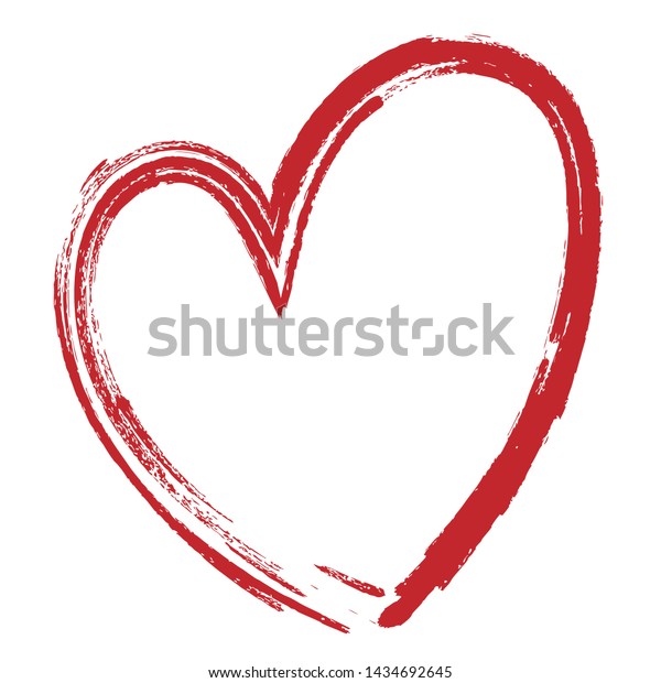 Handdrawn Red Love Heart Border Painted Stock Vector (Royalty Free ...