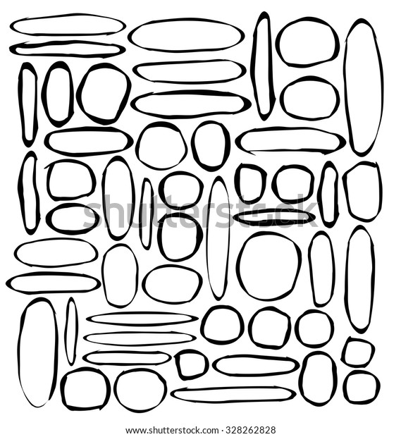 Handdrawn Round Ellipse Shapes Over White Stock Vector (Royalty Free ...