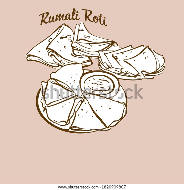 Handdrawn Rumali Roti Bread Illustration Flatbread Stock Vector ...