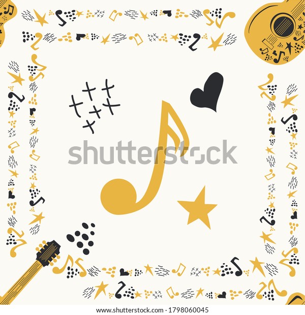 Handdrawn Seamless Pattern Country Music Symbols Stock Vector (Royalty ...