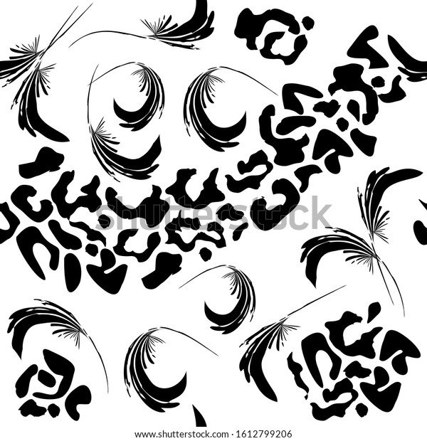Handdrawn Seamless Pattern Feathers Animal Print Stock Vector (Royalty ...