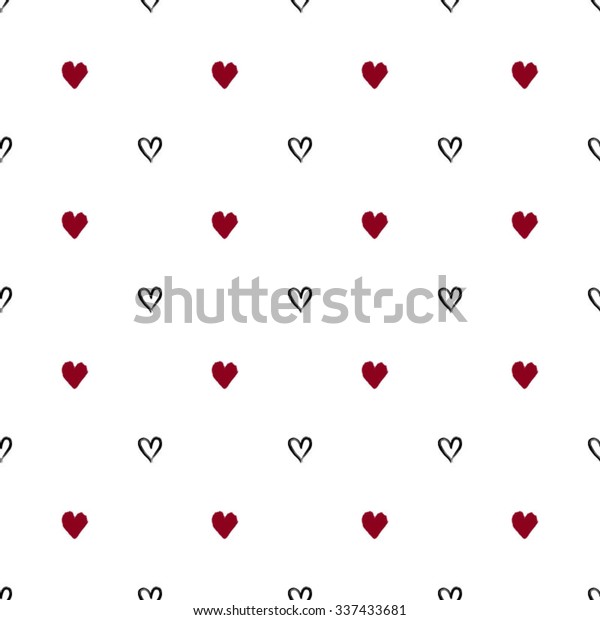 Handdrawn Seamless Pattern Little Hearts Vector Stock Vector (Royalty ...