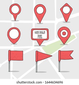 Handdrawn Set Map Pins Stock Vector (Royalty Free) 1644634696 ...