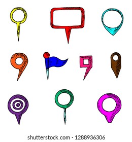 Set Hand Drawn Map Pointers Stock Vector (Royalty Free) 159348989 | Shutterstock