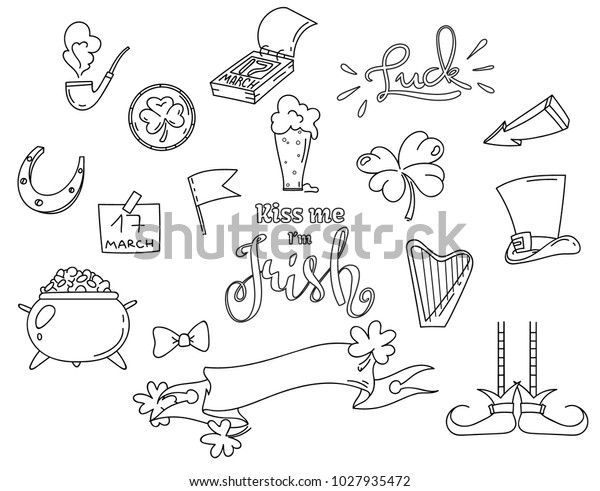 Handdrawn Simple Doodle Vector Elements Irish : image vectorielle de ...